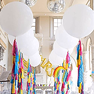 Neo LOONS 36 Inch Giant Latex Balloons, Standard White Round Balloons for Birthdays Weddings Receptions Festival Party Decoration, Pack of 5 Pcs