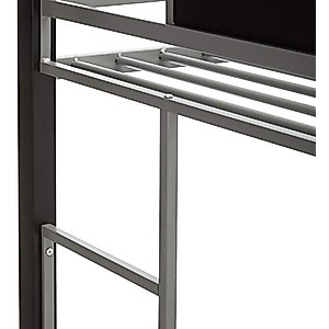 Signature Design by Ashley Dinsmore Industrial Twin Over Full Metal Children's Bunk Bed with Ladder, Black & Gray