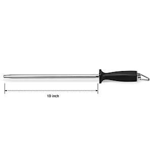 Superior Knife Sharpening Rod, 10 Inch Professional Diamond Brushed Sharpening Steel