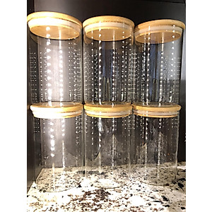 Glass Food Storage Containers Jar Seal Bamboo Lids, Stackable 30oz Set of 3, Pantry Storage Jar for Flour rice Cereal Sugar Tea Coffee Beans Snacks