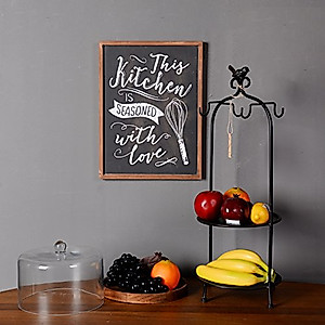 NIKKY HOME Kitchen Wall Art Decor Wood Framed Chalkboard Sign Poster Print with Quote This Kitchen is Seasoned with Love, 16'' x 12'', Black