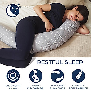 Niimo XXL Pregnancy Pillows for Sleeping & Feeding - 100% Cotton Maternity Pillow Cover, Machine-Washable Body Pillows for Adults, Full Body Pillow & Breastfeeding Pillow, Pregnancy Must Haves