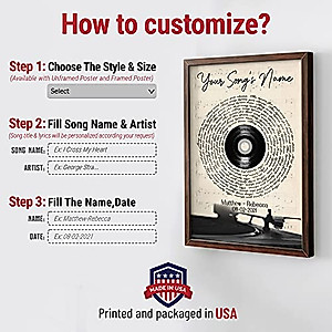 H-DEWALL Customized Song Lyrics Canvas Framed Gifts For Boyfriend Perfect Song Chords Couple One Year Anniversary Personalized Music Poster Couples Gifts For Him Image Photo For The Home (Gifts For Husbands)