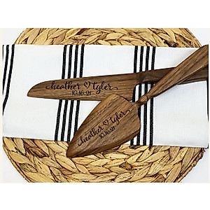 Personalized Wooden Cake Set, Laser Engraved Cake Set With Heart,Wedding Gift,Anniversary Gift,Wooden Knife And Server,Rustic Cake Set,Wedding Cake Cutting Set, Farmhouse Cake Server