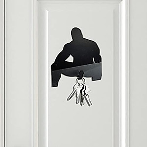 TEHAUX 2 pcs Art Wall Heavy Unique Storage Man Mounted Home Iron Towel Wrought Doorway Black Decorative Human-Shaped Shaped Decoration Clothes-Hook Clothes Funny Chic Duty Shape