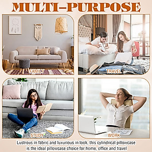 Newwiee 2 Pcs Cervical Neck Roll Pillow Cover 17x7 Inch Round Pillow Covers with Zipper Cylinder Neck Roll Pillow Case Soft Bolster Pillowcases for House Home Decor Cylindrical Pillow Cushion (Gray)