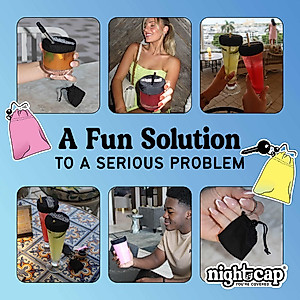 Nightcap Keychain - The Reusable Drink Spiking Prevention Accessory - Conveniently Attach the Key Ring Key Chain Pouch to Your Keys, Handbags, or Purse for Quick Access 4pk