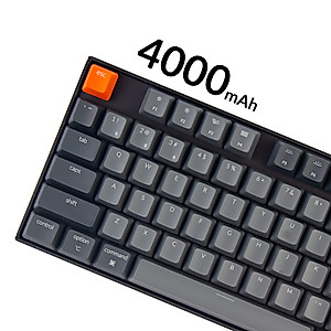 Keychron K8 87 Keys Tenkeyless Hot-swappable Wireless Mechanical Keyboard, Multitasking, Type-C Wired, White LED Backlight Bluetooth Gaming Keyboard for Mac Windows with Gateron Optical Blue Switch