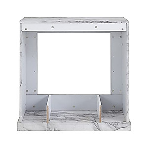 SEI Furniture Dendale Faux Marble Electric Fireplace, White-Gray Veining