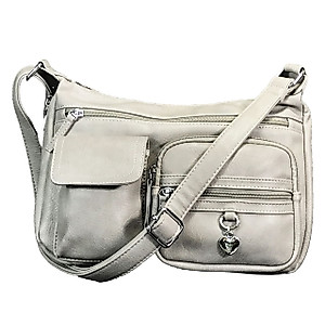 Zzfab Front Pockets side Locking Small Concealed Carry Purse CCW Crossbody Bag Grey