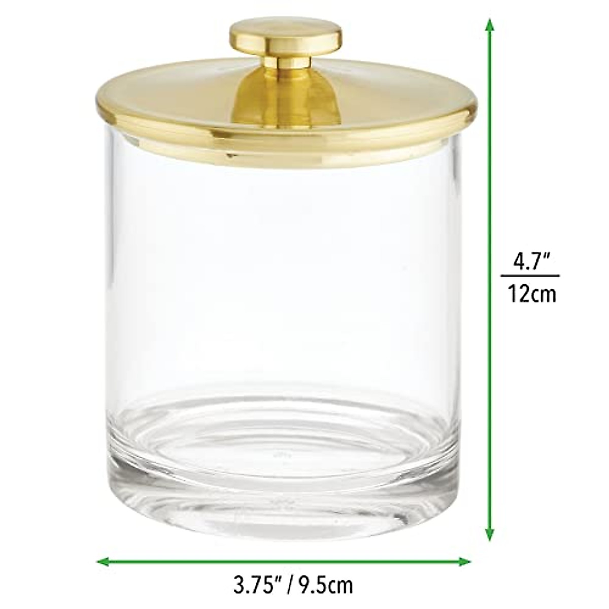 mDesign Small Modern Apothecary Storage Organizer Canister Jars - Acrylic Containers for Bathroom, Organization Holder for Vanity, Counter, Makeup Table, Lumiere Collection, 4 Pack, Clear/Chrome