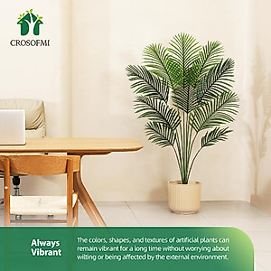 CROSOFMI Artificial Areca Palm Tree 5 Feet Fake Tropical Palm Plant,Perfect Faux Dypsis Lutescens Plants in Pot for Indoor Outdoor Home Office Garden Modern Decoration Housewarming Gift，2Pack