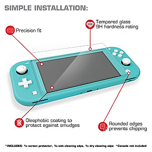Nyko Screen Armor - Protect your Switch Lite with 9H Hardness Glass Cover - Guards Against Finger Prints and Smudges - Tempered Glass for Switch Lite - Cleaning wipes Included - Nintendo Switch