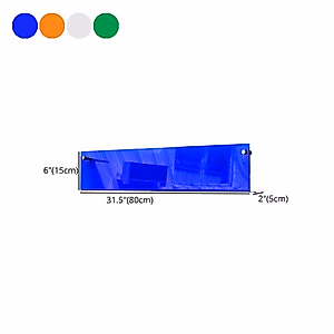 KWOKING Scandinavian Floating Bookcase Acrylic Closed Back Bookshelf Transparent Acrylic Bookshelf Book Storage Rack Wall Newspaper Picture Album Book Rack Display Stand Blue 31.5" L x 2" W x 5.9" H