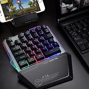 One Handed Keyboard, Jancal RGB Gaming Single-Handed Keyboard with 35 Keys for PS4/Xbox/PC, Portable Mini Left Hand Keypad RGB Backlit/Macro Definition, Wired USB Mobile Game Half Keypad