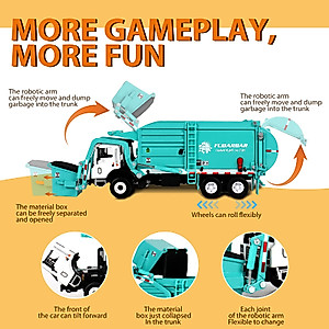 Garbage Truck Toys, Fubarbar 1:43 Bruder Tonka Trash Trucks Model for Boys Metal Diecase Waste Management Front Loader Die Cast Can Dumpster Truck Toy for 3 4 5 6 Years Old(Blue)