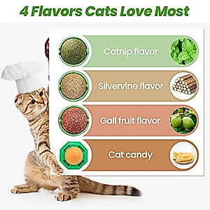 Petslucent Cat Catnip Wall Ball Toys 4in1 Cats Nip Toy Organic Silvervine Lick Roller Crack Treats Mint Licker Edible Spinner Rolling Magic Balls Rotatable Rollerball for Cat Indoor