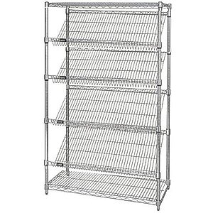 Omega 18" Deep x 60" Wide x 63" High 6 Tier Slanted Wire Shelf Starter Shelving Unit