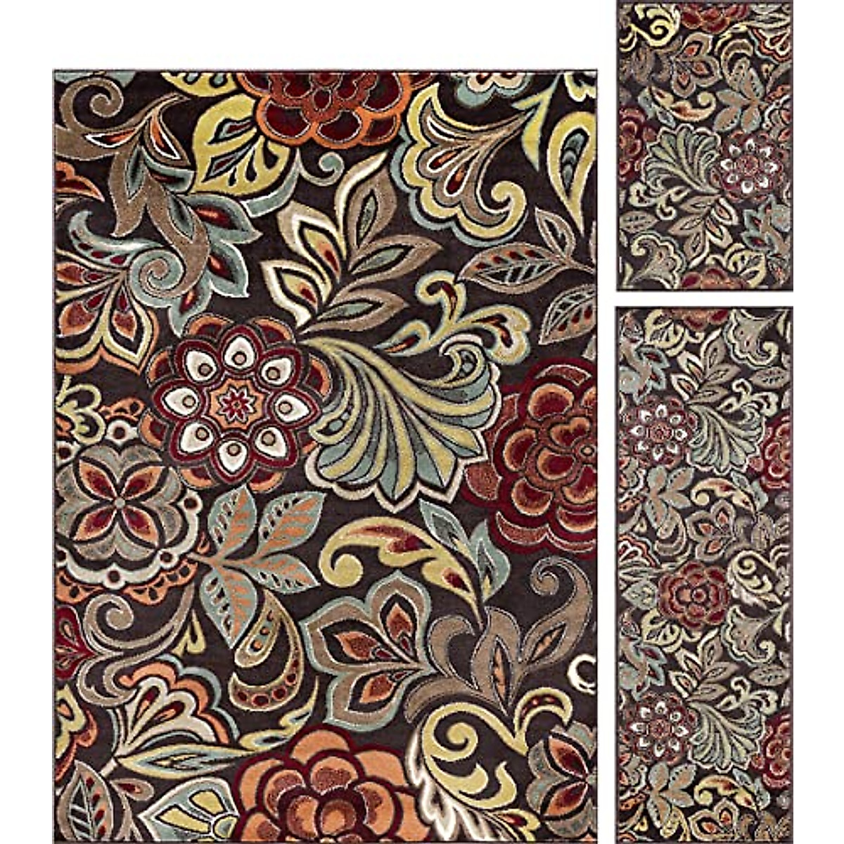 Set (5'x7' + 20''x60'' + 20''x32'') Area Rugs for Living Room - Dining Room Rug - Bedroom Rug - Entryway Rug - Hallway Runner Rug - Kitchen Rug - Indoor Front Door Rug - Alfombras para Salas