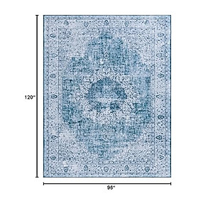 SAFAVIEH Tucson Collection Area Rug - 8' x 10', Green & Grey, Persian Design, Non-Shedding Machine Washable & Slip Resistant Ideal for High Traffic Areas in Living Room, Bedroom (TSN190Y)