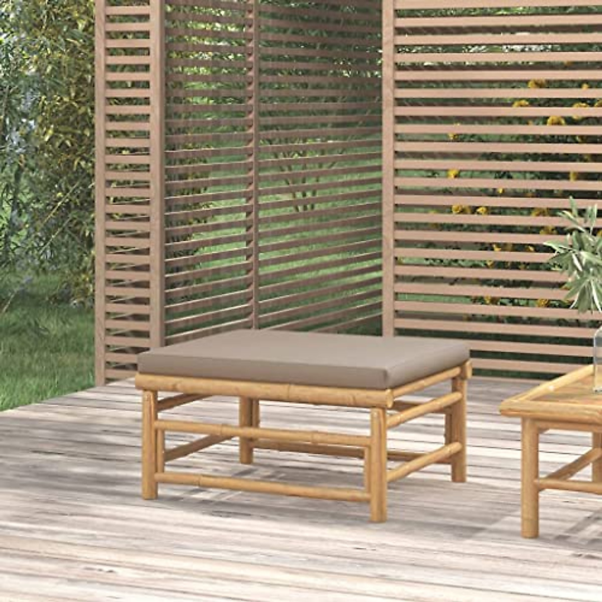 Patio Footstool with Taupe Cushion Bamboo The Ultimate Patio Experience Embrace The Outdoor Luxury