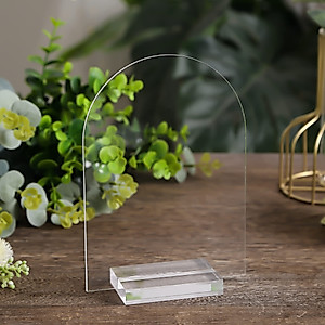 UNIQOOO 20 Pcs Acrylic 5x7 Clear Arch Table Sign for Wedding, 1/8 in Thick, DIY Blank Arch Sign Sheet Perfect for Decoration, Party,Anniversary, Event, Base NOT Included