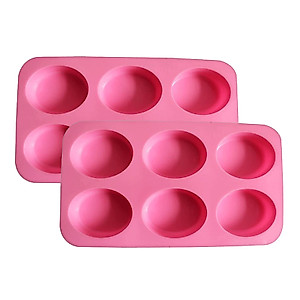 2 Pack of Soap Oval Molds, 6 Cavities Silicone Soap Molds, Homemade DIY Soap Making Chocolate Baking Molds