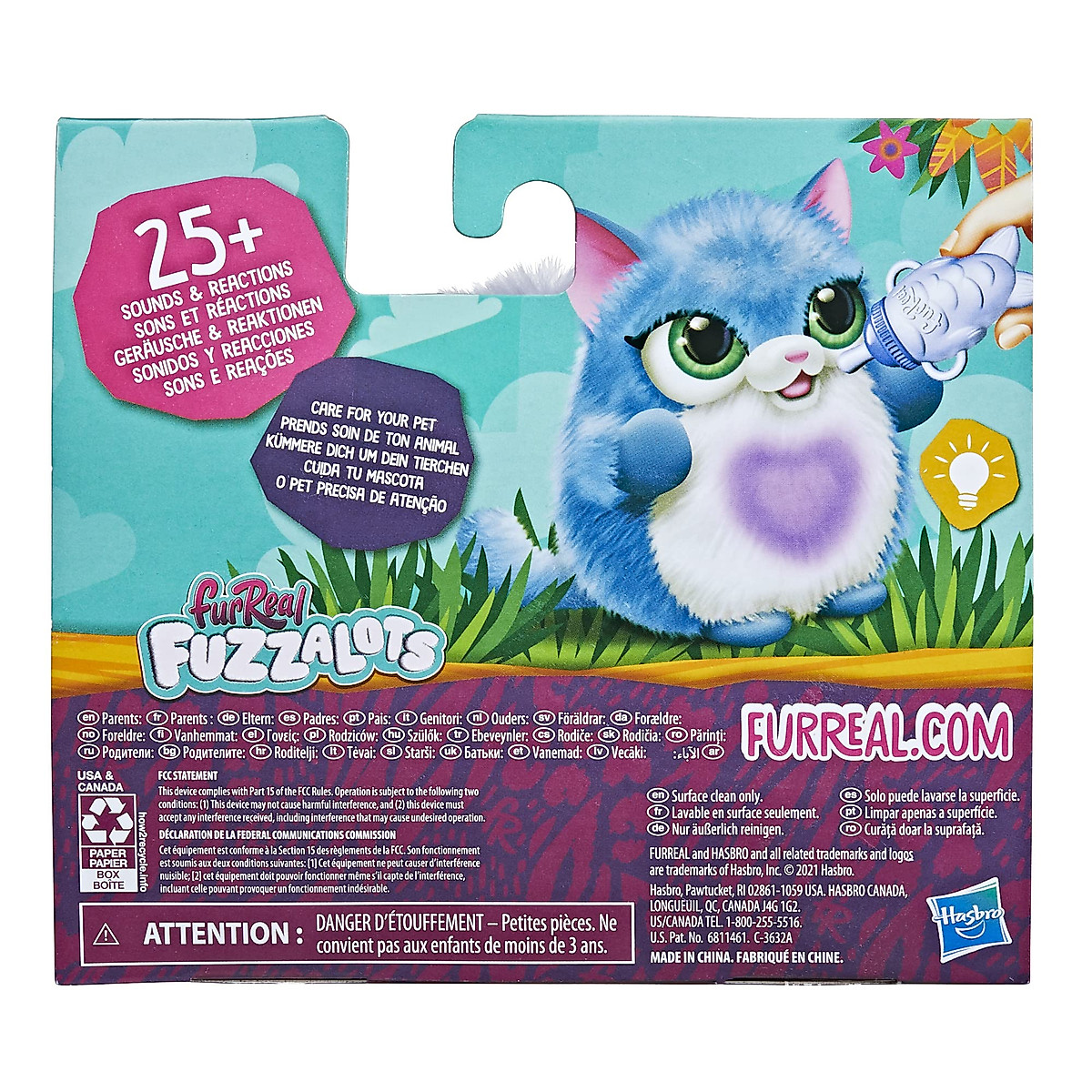 FurReal Fuzzalots Kitty Color-Change Interactive Feeding Toy, Lights and Sounds, Ages 4 and up