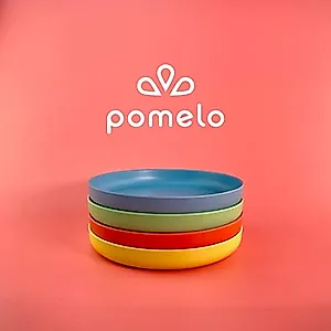 Pomelo Bamboo Plates for Kids, Toddlers and Children - Reusable Bamboo Kids Plates - BPA Free Child and Toddler Plates - Non-Toxic Bamboo Material - Eco-Friendly, Biodegradable and Dishwasher Safe