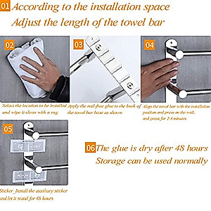 Bathroom Storage Bathroom Accessory 3 Tier Hanging Towel Rails Wall Mountable, SUS304 Stainless Steel Retractable 50-90cm Towel Rack Drill Free Towel Storage Rail for Bathroom and Kitchen