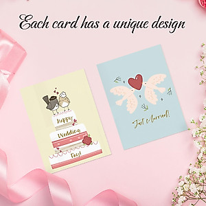 BIROYAL 12 Wedding Cards for Bride and Groom with Envelopes, 5"x8" Wedding Card Congratulations, Blank Inside Bridal Shower Cards, Wedding Shower Cards for Engagement, Wedding Congratulations, Newlywed