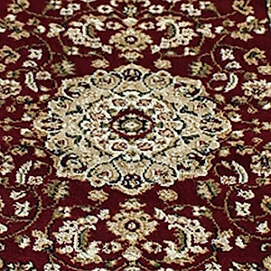 Flash Furniture Mersin Collection Persian Style Area Rug - Olefin Burgundy Non-Shedding Fibers - 3' x 15' - Jute Backing - for Hallway, Entryway, Bedroom, Living Room