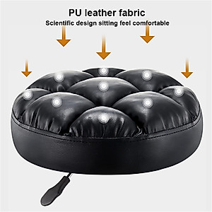 JHKZUDG PU Leather Round Rolling Stool with Wheels,360°Swivel Height Adjustable Stool Chair, Modern Round Rolling Stool with Footrest, for Home Work Spa Salon Massage Stools,Red