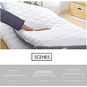 Tatami Mattress, Thicken Futon Mattress, Japanese Soft Portable Foldable Travel Sleeping Mattress Topper Breathable -White 150x200cm(59x79inch)