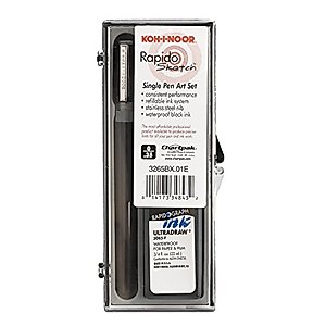 Koh-I-Noor RapidoSketch Pen and Ink Set, 35mm Pen Point and .75 oz. Bottle of Ultradraw Black Ink, 1 Set (3265BX.01E)
