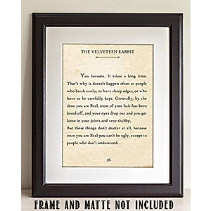 The Velveteen Rabbit - You Become - 11x14 Unframed Literary Art Book Quote Page Print - Great Inspirational Quote Gift Poster and Literature Decor for Nursery, Children's Room and Playroom Under $15