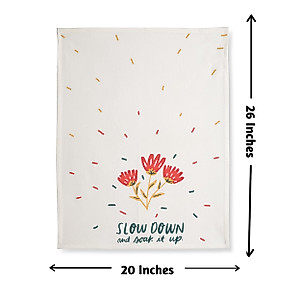 Folkulture Dish Towels and Table Cloth 60 x 84 Inch Long Bundle, Boho Kitchen Towels with Hanging Loop, Modern Decorative Tea Towels, 100% Cotton Premium Table Clothes for 6 Foot Table