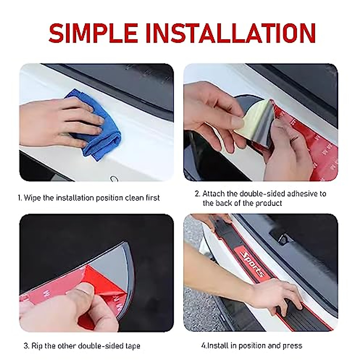 cueclue 1 PC Rear Bumper Protector, Car Universal Door Sill Protector Strip, Car Trunk Door Entry Guards, Car Exterior Trim Accessories, for Cars SUV (Black #Sport)