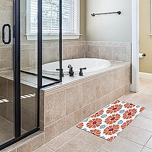 Colorful Blooms Flower Shower Mat Bathtub Mat Non Slip Shower Mats for Showers Anti Slip for Elderly Shower Mat with Suction Cups