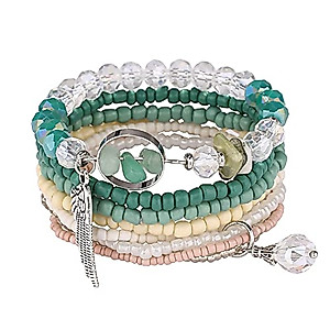 iYours 6 sets Bohemian Multilayer tassels bracelet Handmade Wrap Bracelets Bangle Jewelry Bracelets for Women (6PCS-C)