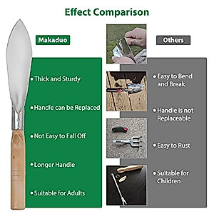 Makaduo Garden Tool Set with Bag 7 Piece Stainless Steel Heavy Duty Gardening Tools Set with Wood Handle Gardening Hand Tools kit with Pruning Shear for Planting Gardening Gift for Women Men