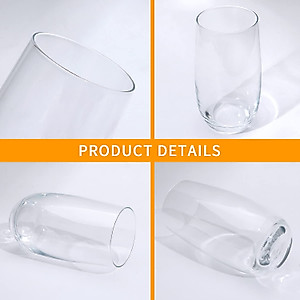 Ufrount Highball Glasses Set,Tall Drinking Cups Set of 8,Clear Water Glass Tumblers with Straws,16 OZ Glassware for Kitchen,Bar,Mojito,Cocktail,Juice,Mixed Drink,Water,Beer