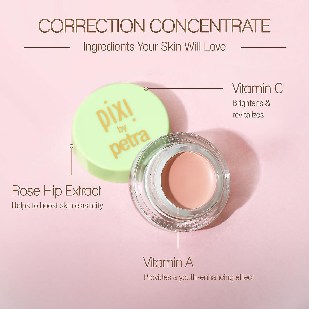 Pixi Correction Concentrate - Brightening Peach | Under Eye Colour Corrector | Illuminating Concealer For Under Eyes | 0.1 Fl Oz