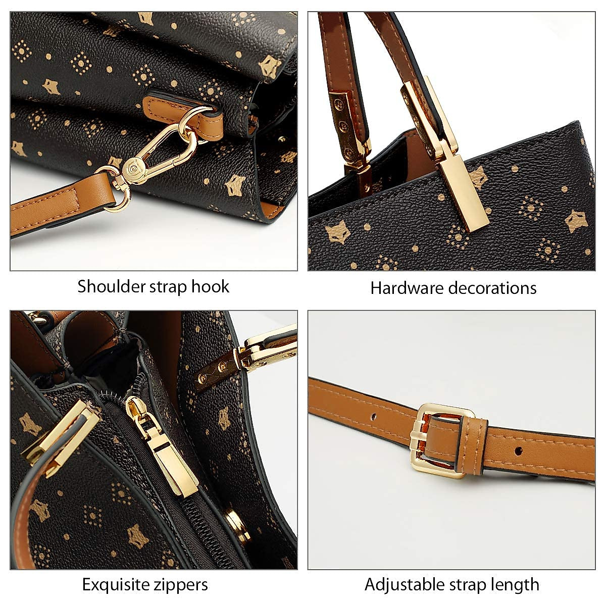 iFOXER PVC Leather Handbags for Women Top-handle Bags (brown)