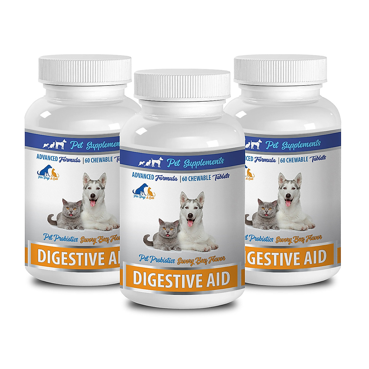 cat probiotics - Pet Digestive Aid - Probiotics - for Dogs and Cats - Chewable - cat Digestive aid - 3 Bottle (180 Chews)