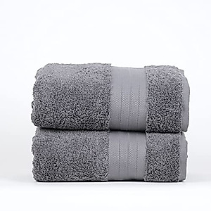 Decomfy Luxury Bath Sheet Towels 35 x 70 Inch, 2 Pack Soft Bathroom Towel Set, Highly Absorbent 100% Cotton Large for Hotel Spa Collection (Dark Grey)