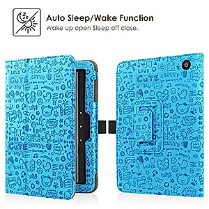 HGWALP Case for All-New Amazon Fire 7 Tablet (Only Compatible with 12th Generation, 2022 Release),Slim Premium PU Leather Folding Stand Cover for Amazon Fire 7 Tablet with Auto Wake/Sleep-Blue