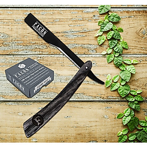 100 BLADES + Facón Professional Wooden Straight Edge Barber Razor - Salon Quality Cut Throat Shavette