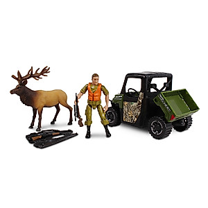 NKOK 1:18 Realtree 6 Piece RT Polaris Ranger Elk Hunting Playset (Colors May Vary), Allows Children to Pretend Play and Use Their Imagination, for Ages 3 and up