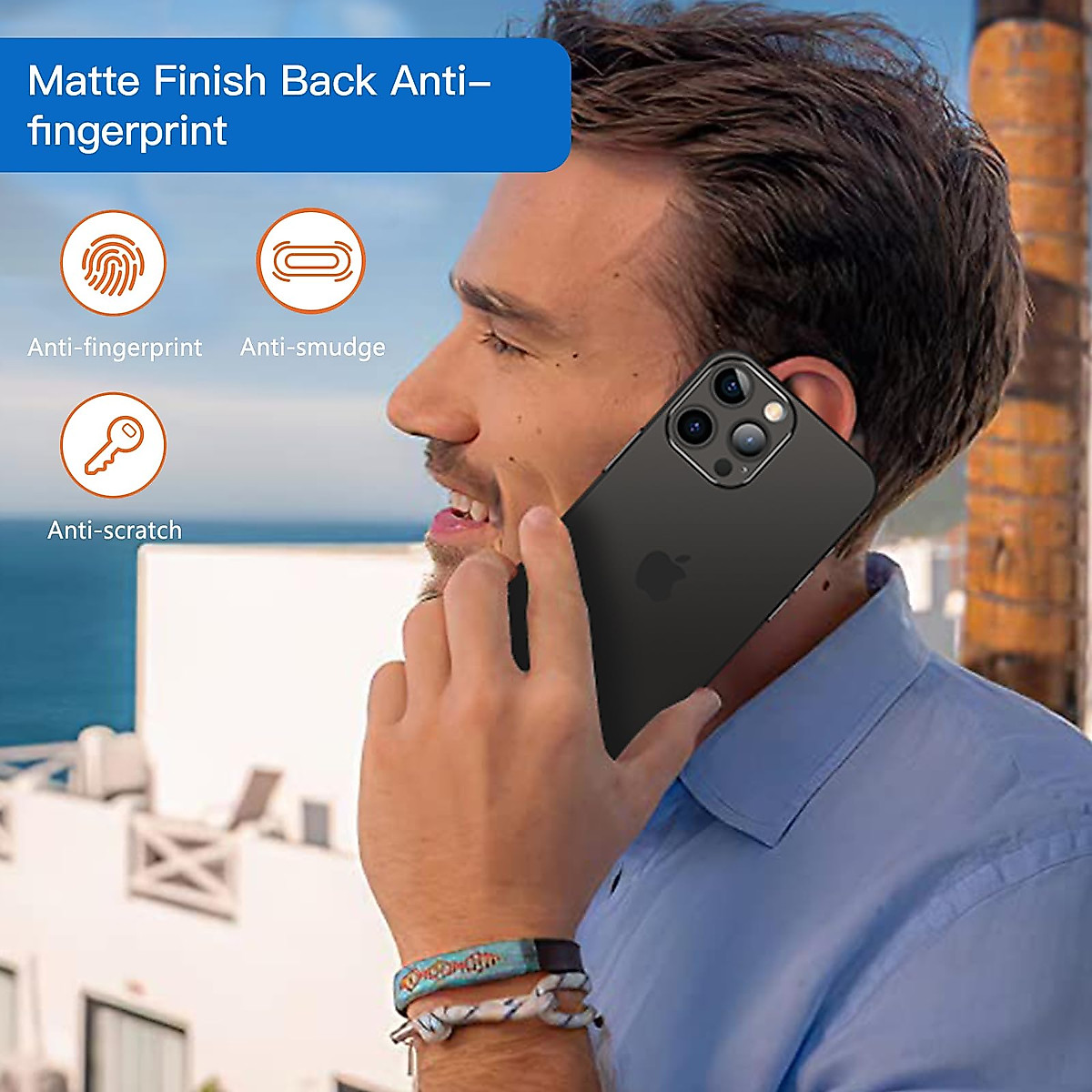 Purluct for iPhone 15 Pro Max Slim Case,Paper-Thin Transparent Finish Skin Back Case [Non Yellowing] Ultra Protective Cover with Camera Protection 6.7 Inch (Translucen Black)